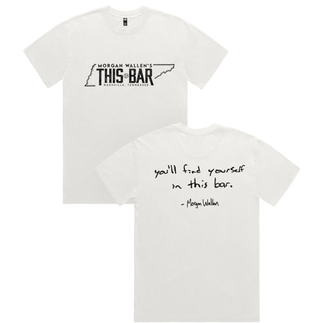 Morgan Wallen Faded Bone Full Logo Slogan Tee – Morgan Wallen's This Bar